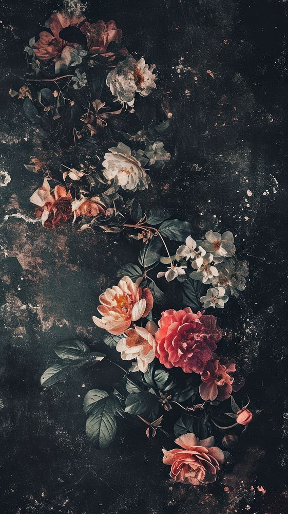 Vintage wallpaper art painting flower. | Premium Photo Illustration ...