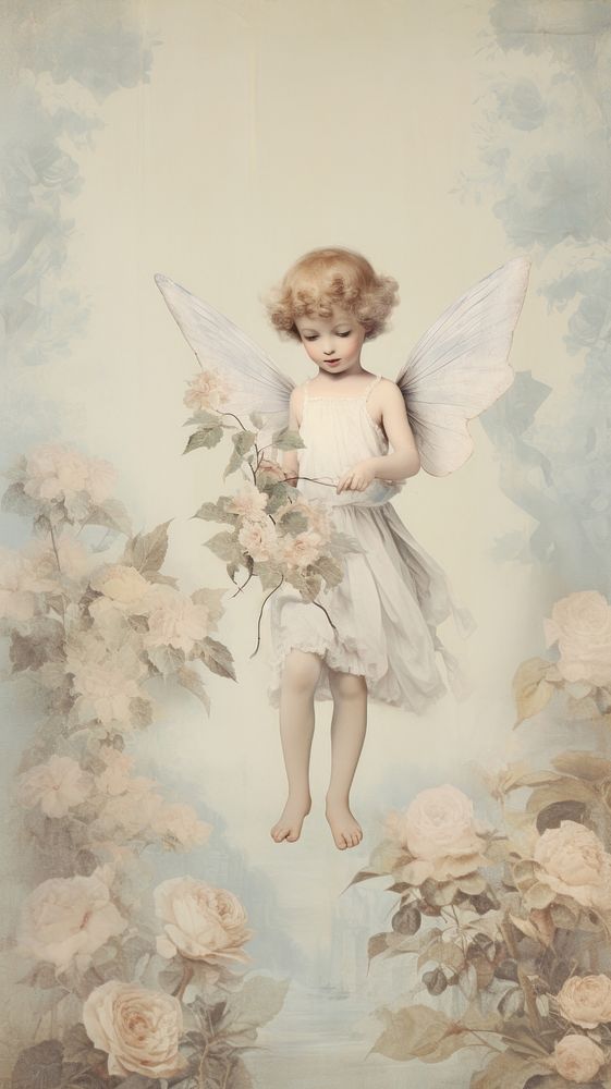 Vintage wallpaper painting angel art. | Premium Photo Illustration ...