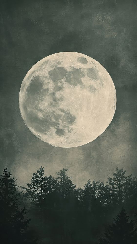 Vintage wallpaper moon astronomy outdoors. | Free Photo Illustration ...