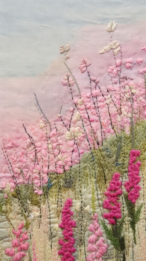 Embroidery meadow flowers pattern plant | Premium Photo Illustration ...