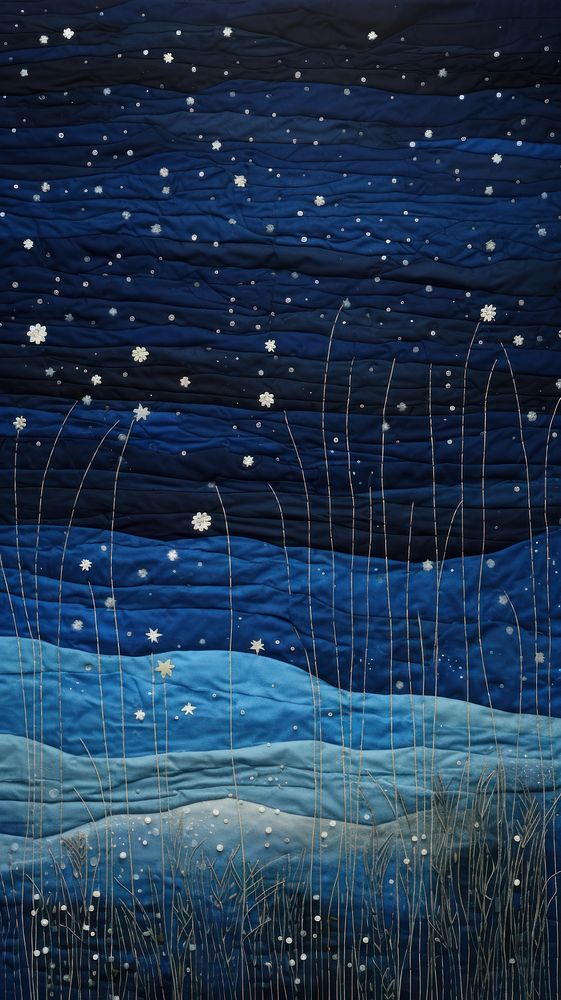 Embroidery starry sky meadow outdoors | Premium Photo Illustration ...