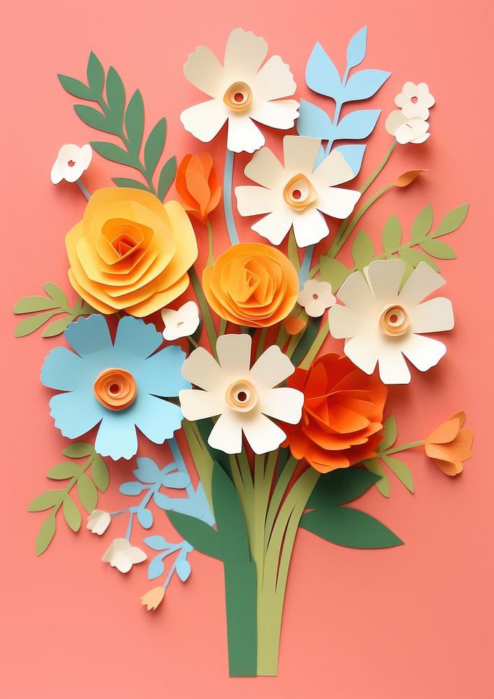 Paper cutout flower bouquet art | Free Photo Illustration - rawpixel