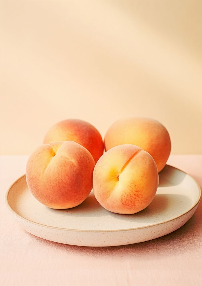 Three peaches plate fruit plant | Premium Photo - rawpixel