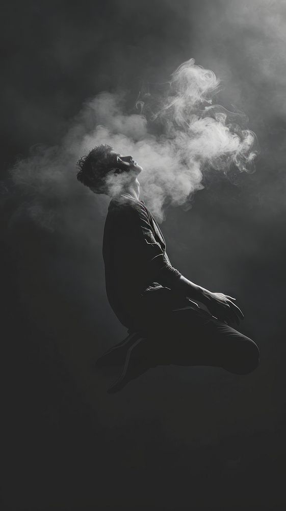 Human floating smoke monochrome motion | Free Photo - rawpixel