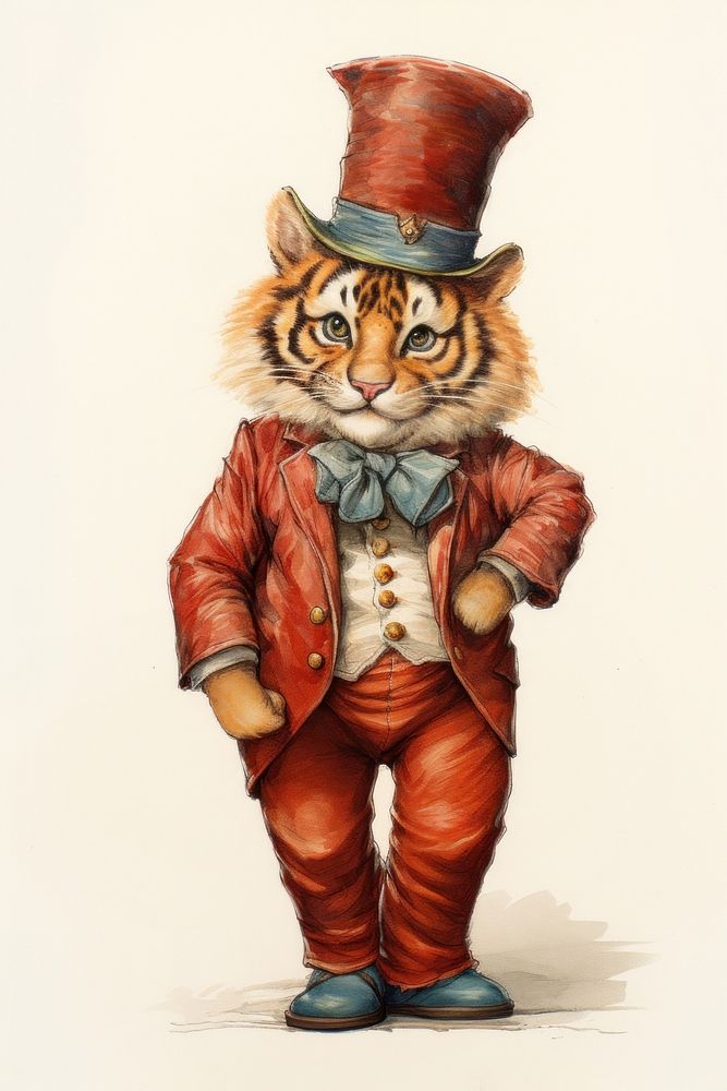 Tiger characters circus drawing sketch | Free Photo Illustration - rawpixel
