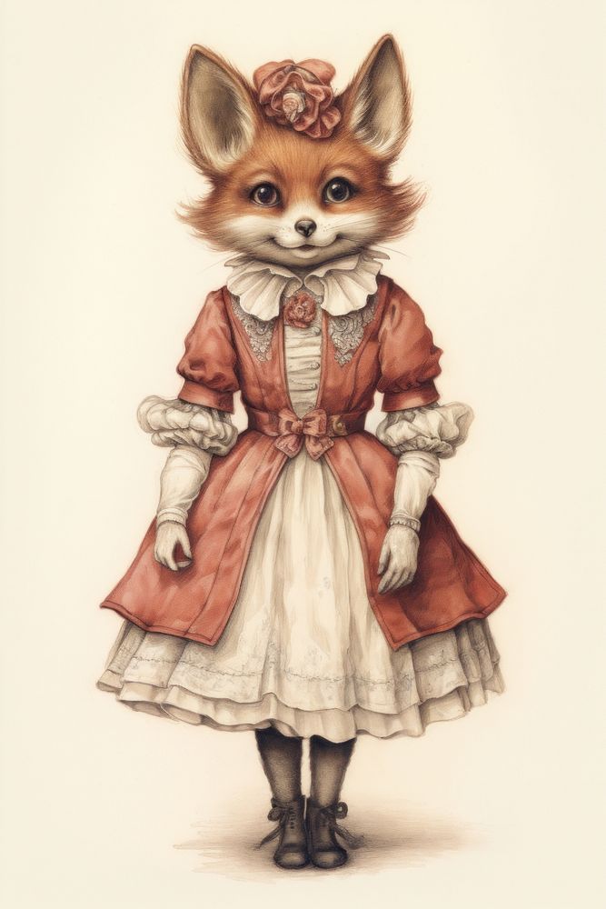 Cute fox character wearing vintage | Free Photo Illustration - rawpixel