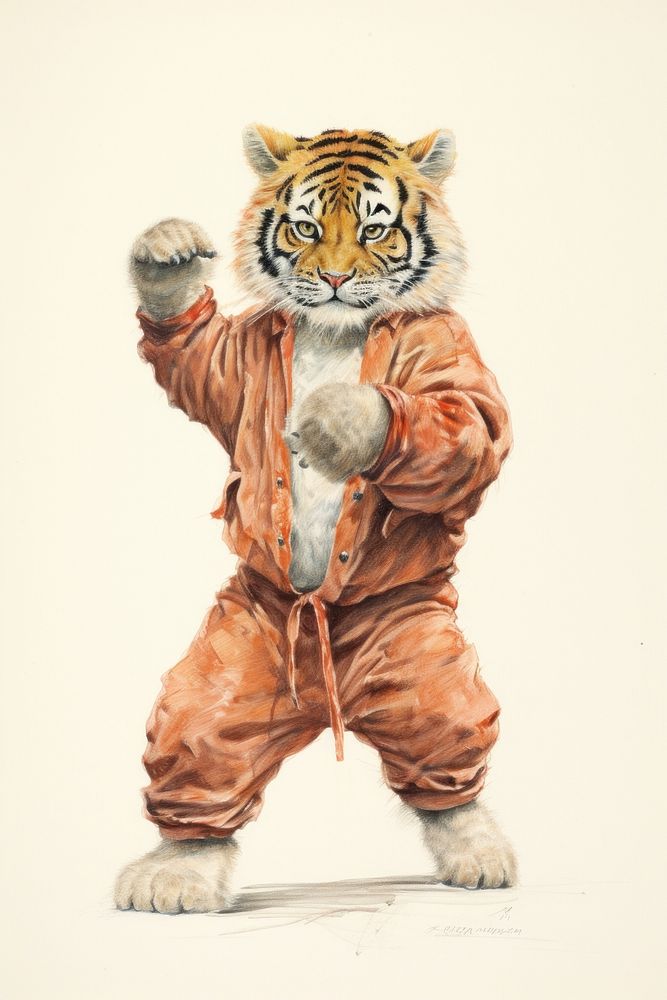 Tiger character taekwondo drawing animal | Premium Photo Illustration ...