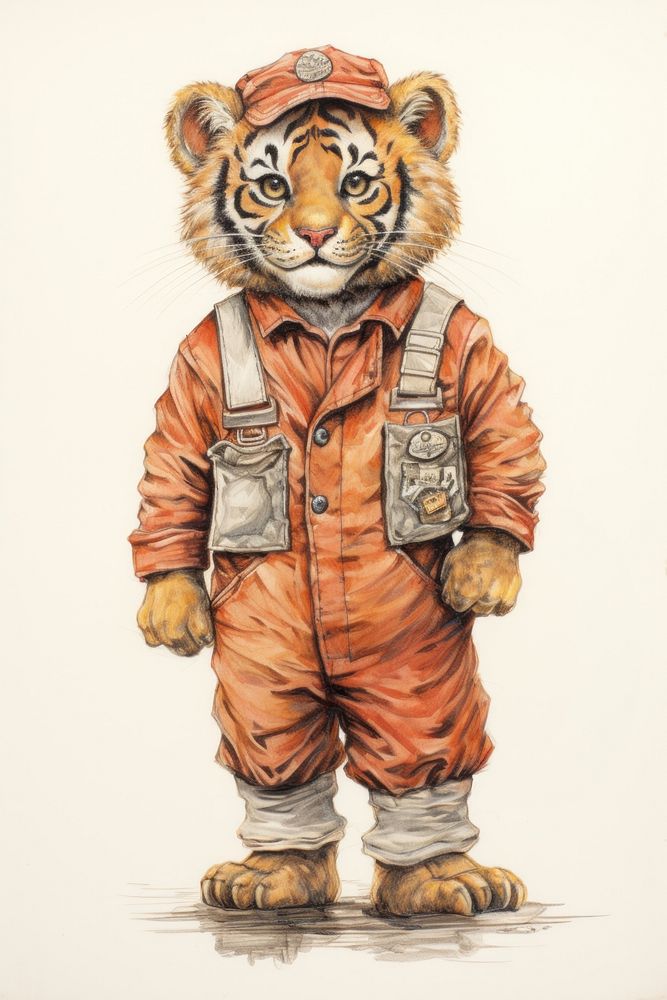 Tiger character wearing mechanic uniform | Free Photo Illustration ...