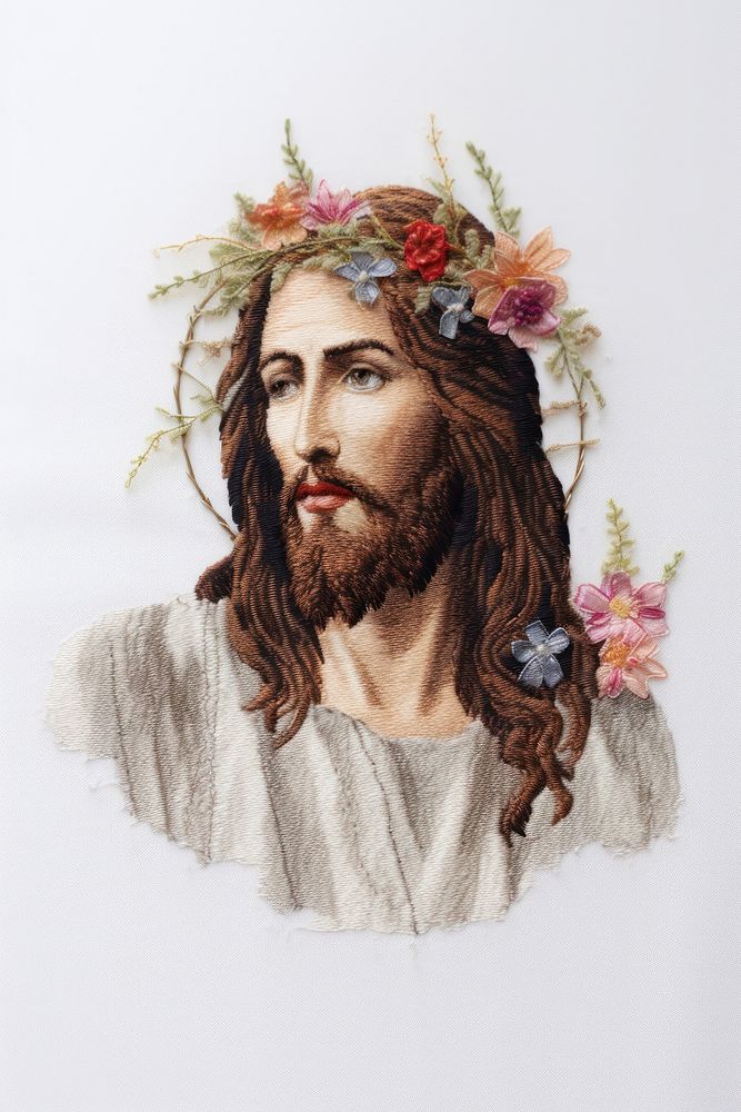 Jesus embroidery style painting portrait | Premium Photo - rawpixel