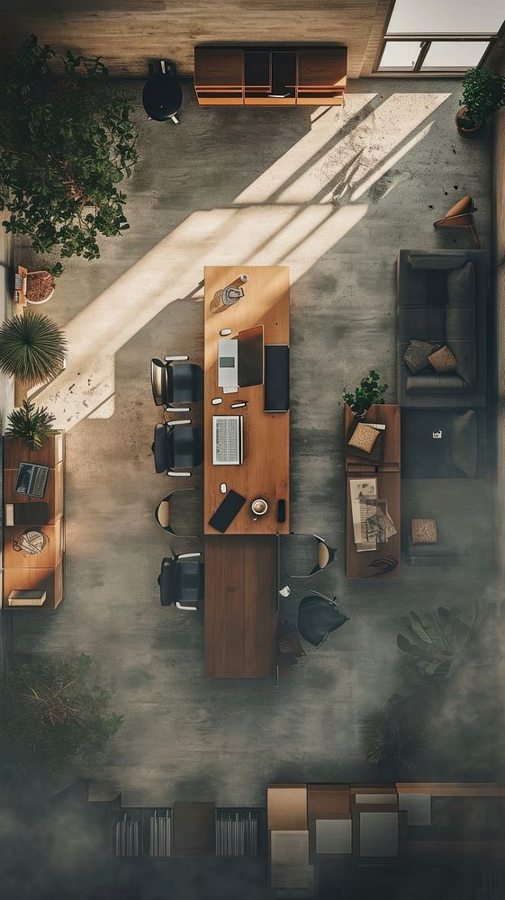 Aerial top view Office furniture | Free Photo - rawpixel