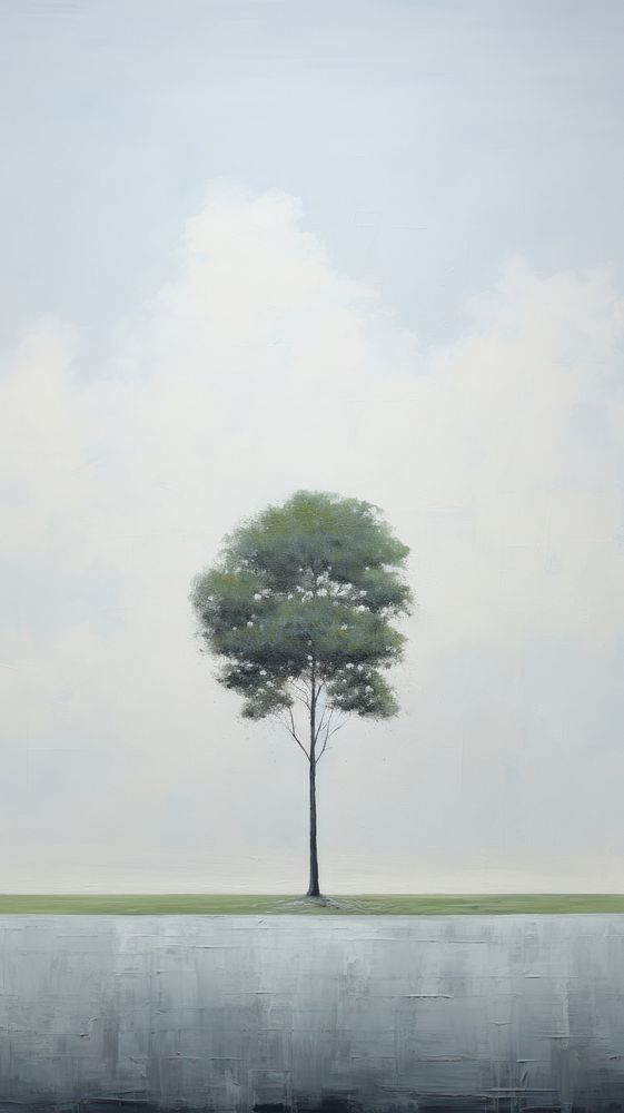 Minimal space tree outdoors painting | Free Photo Illustration - rawpixel