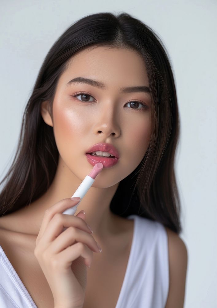 Woman holding lip blam cosmetics | Free Photo - rawpixel