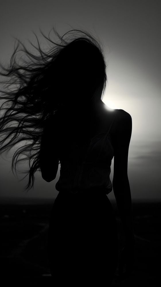 Photography girl silhouette backlighting monochrome | Free Photo - rawpixel