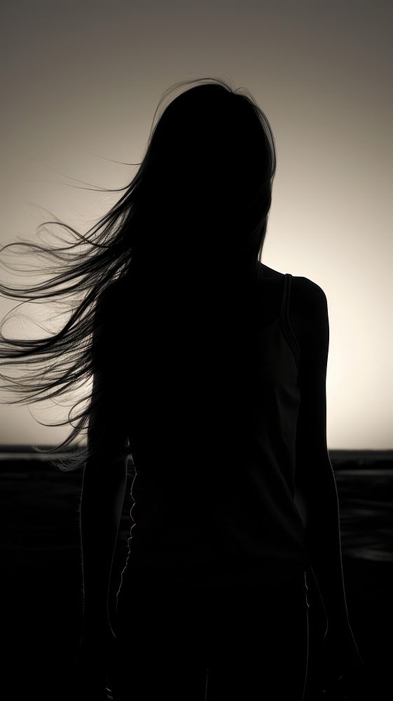 Photography girl silhouette backlighting monochrome | Free Photo - rawpixel