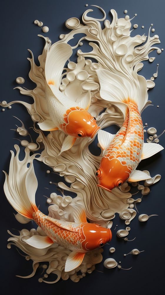 Koi fish bas relief small | Premium Photo - rawpixel