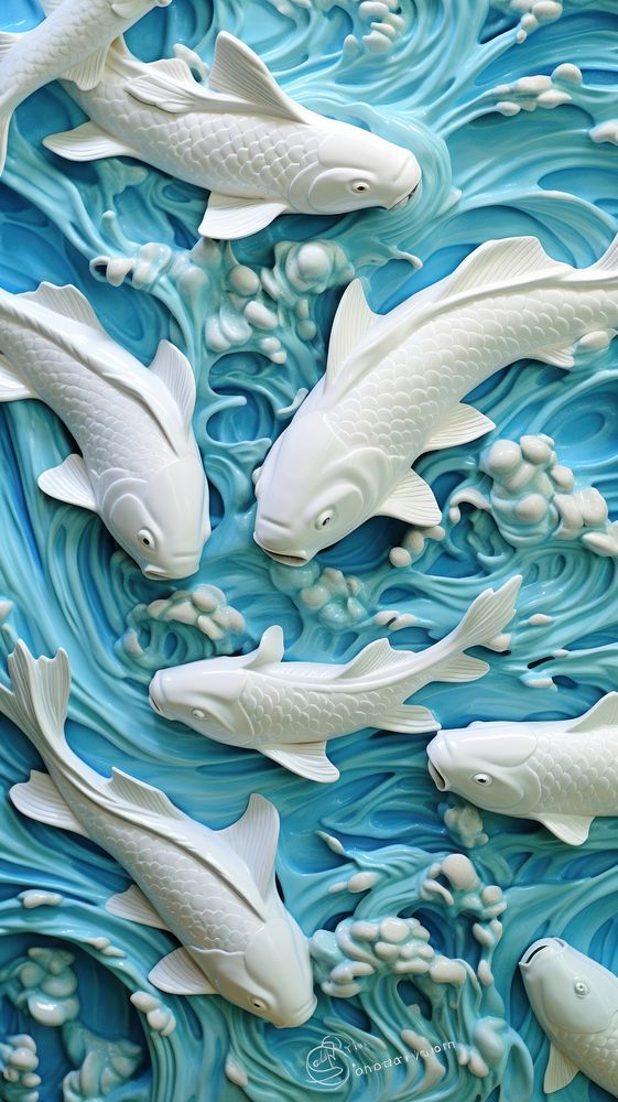 Koi fish bas relief small | Free Photo - rawpixel