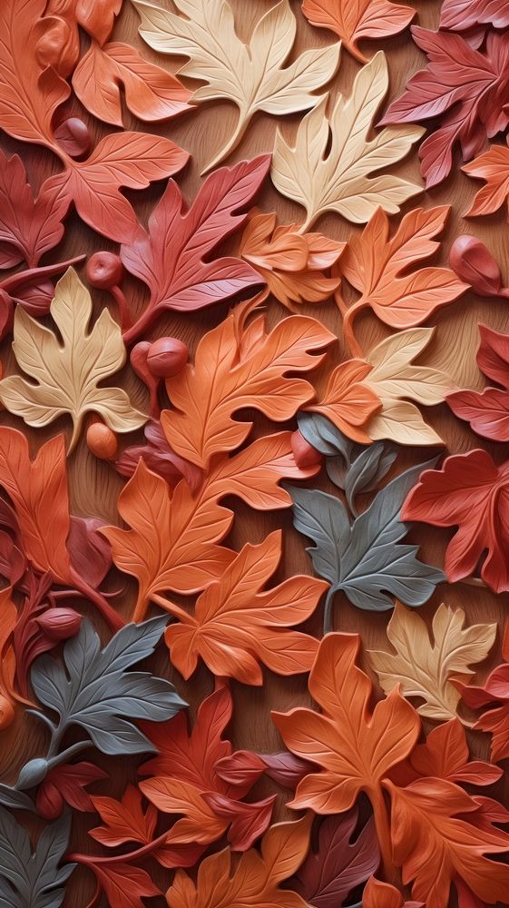Autumn leaves bas relief pattern | Premium Photo - rawpixel