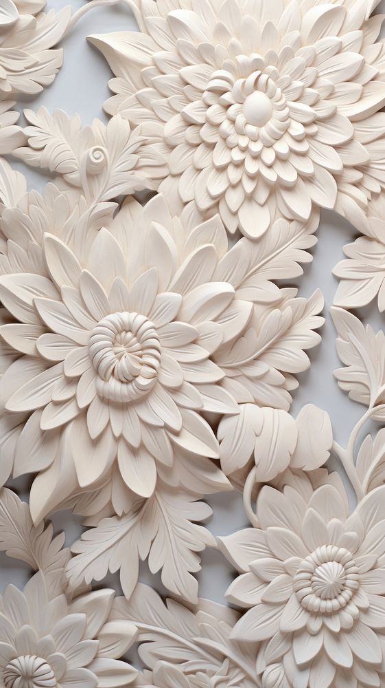 Flower bas relief pattern wallpaper | Premium Photo Illustration - rawpixel