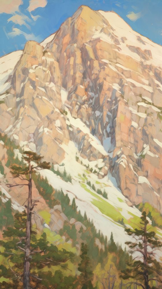 Snowy mountain range landscape painting | Premium Photo Illustration ...