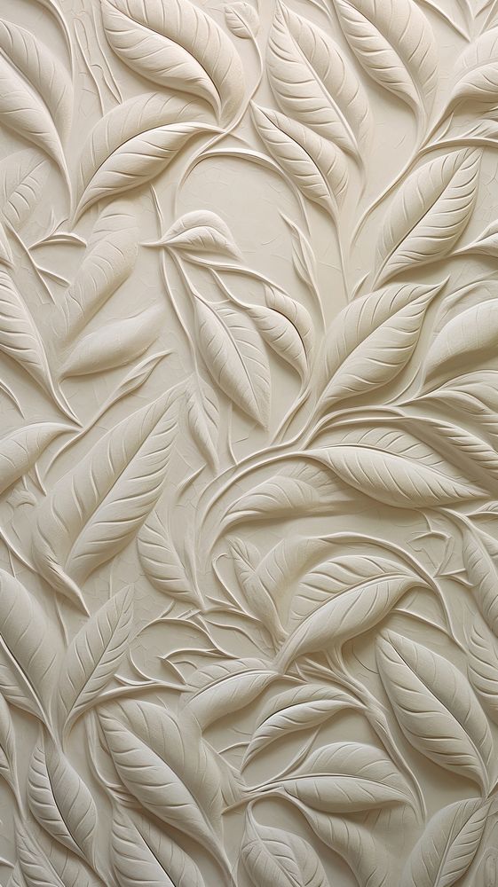 Leaf bas relief pattern white | Free Photo Illustration - rawpixel