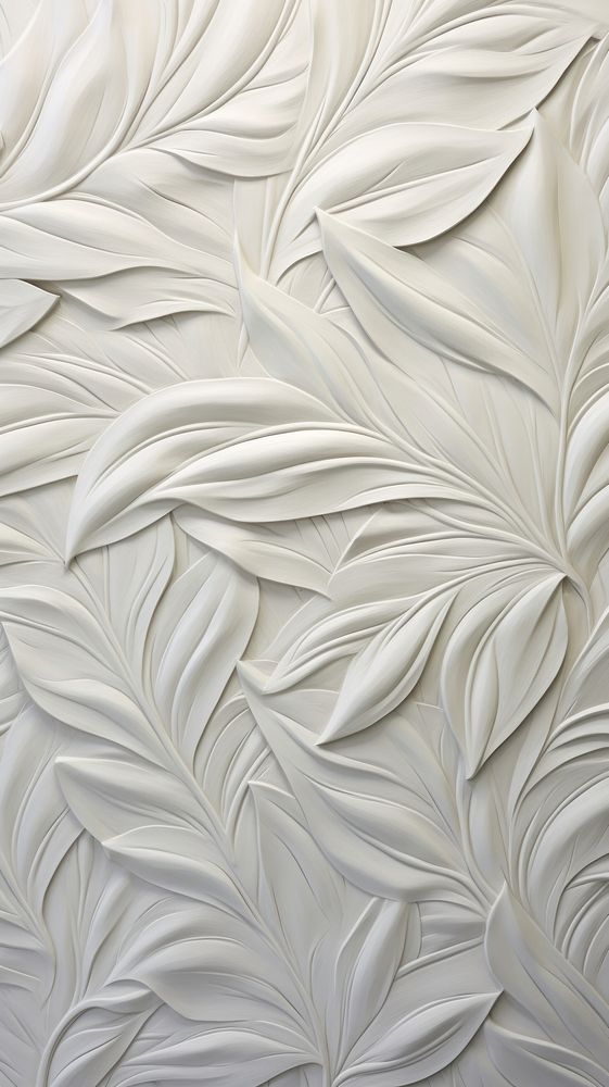 Leaf bas relief pattern white | Free Photo Illustration - rawpixel