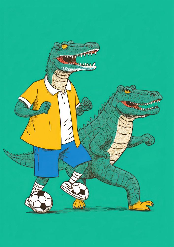 Crocodile playing soccer football dinosaur | Free Photo Illustration ...