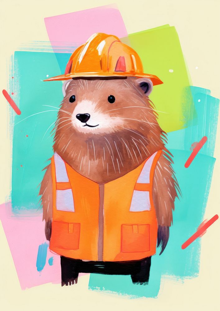 Beaver engineer costume hardhat helmet | Free Photo Illustration - rawpixel