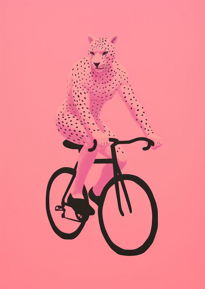 Couple leopard riding big bicycle | Free Photo Illustration - rawpixel