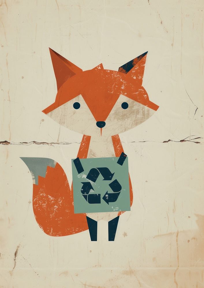 Cute fox hold recycle sign | Premium Photo Illustration - rawpixel