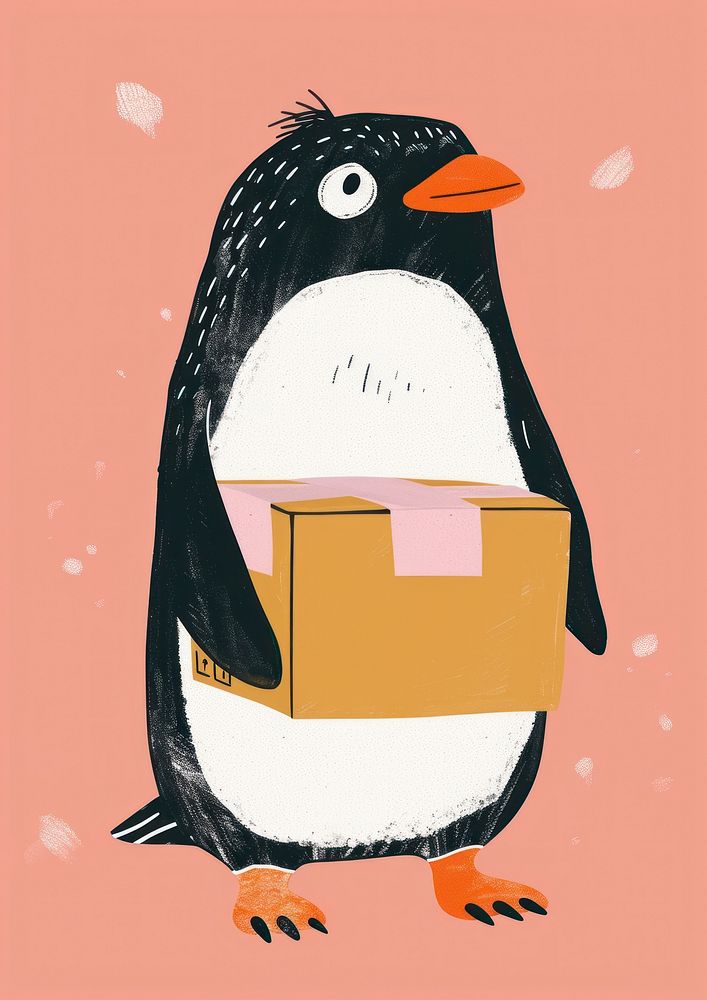 Penguin hold delivery food box | Free Photo Illustration - rawpixel