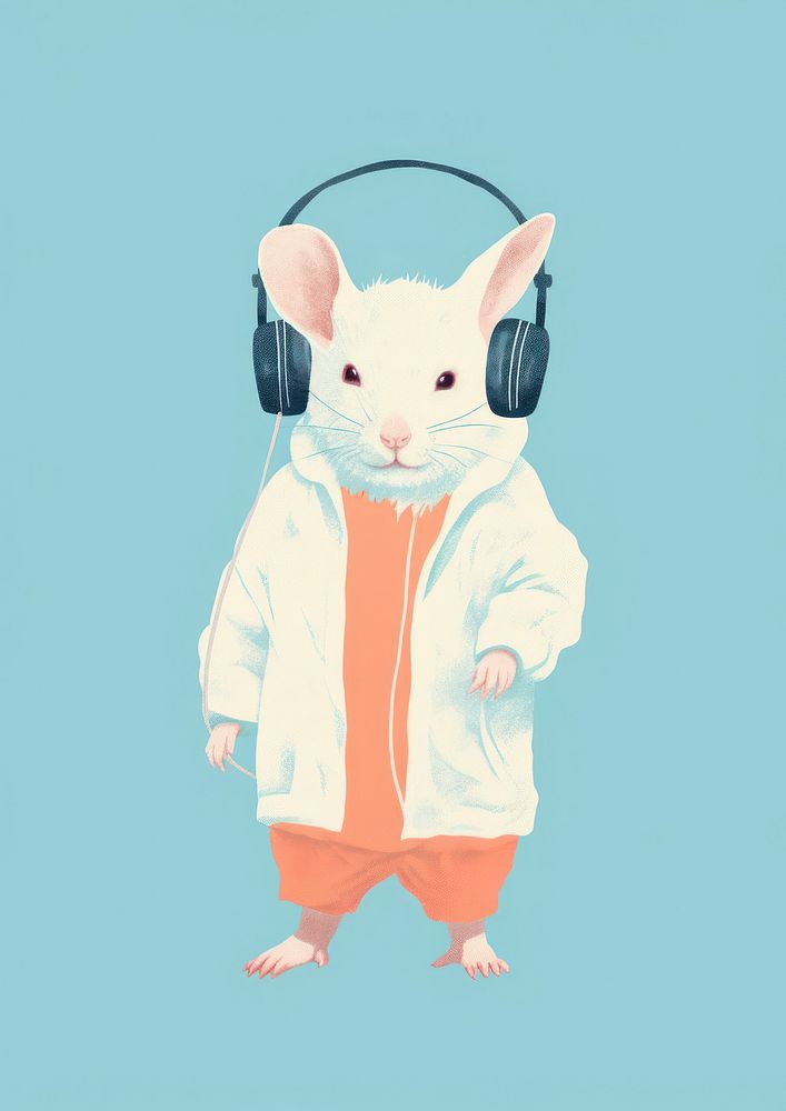 Cute happy rat wearing headphone | Free Photo Illustration - rawpixel