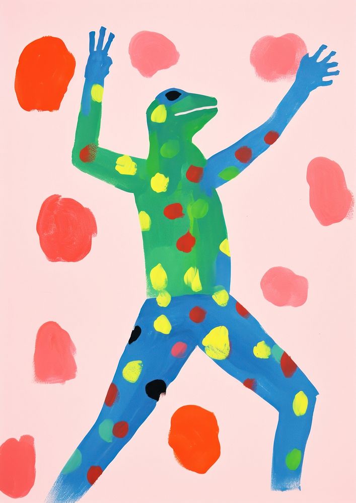Lizard dancing celebrating art painting | Premium Photo Illustration - rawpixel