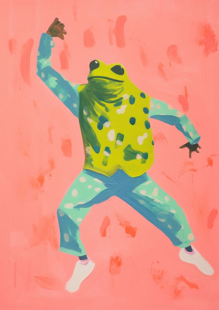 Frog dancing art amphibian painting. | Premium Photo Illustration ...