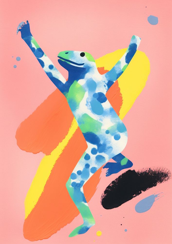 Lizard dancing celebrating art painting | Premium Photo Illustration - rawpixel