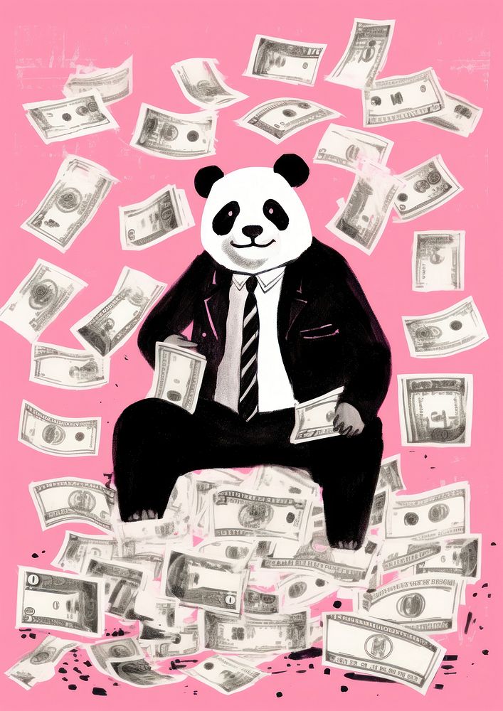 Panda businessperson dollar animal paper | Free Photo Illustration ...