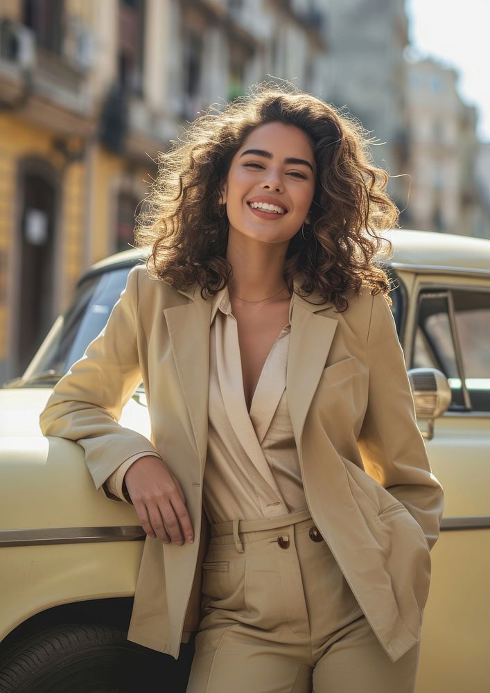 Leaning smile happy coat | Free Photo - rawpixel