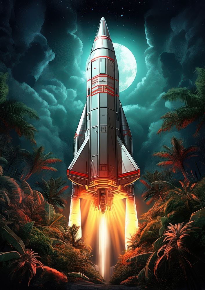 Rocket outdoors vehicle night. | Premium Photo Illustration - rawpixel