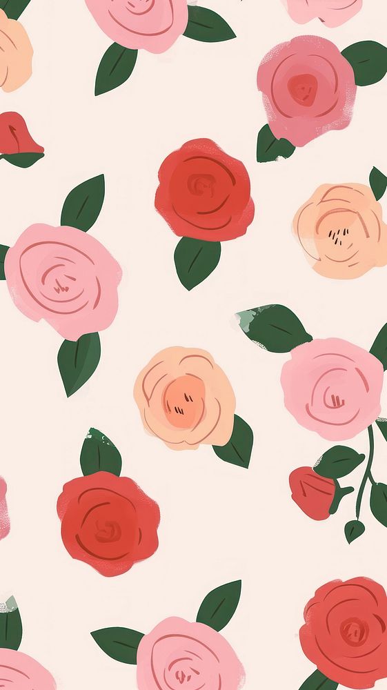Cute mini roses illustration wallpaper | Free Photo Illustration - rawpixel