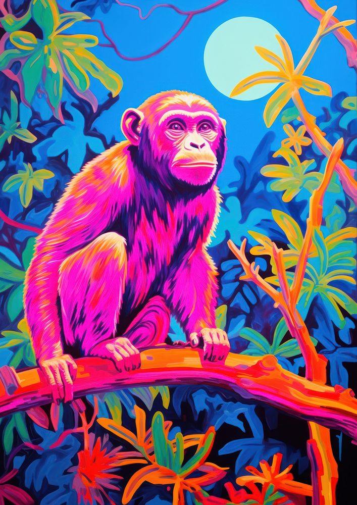 An ape wildlife painting monkey. | Premium Photo Illustration - rawpixel