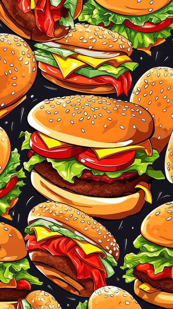 Pattern burgers food backgrounds hamburger. | Premium Photo ...