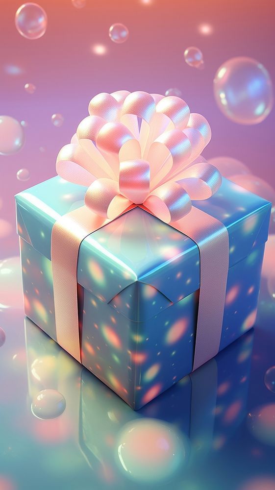 Bubbles merging gift box illuminated. | Premium Photo - rawpixel