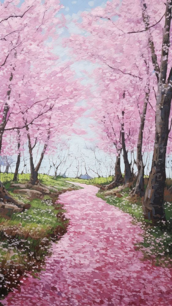 Illustration cherry blossom field land | Premium Photo Illustration ...