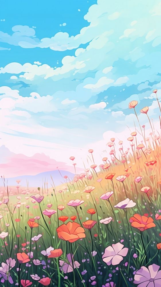 Flower field landscape backgrounds grassland | Premium Photo ...