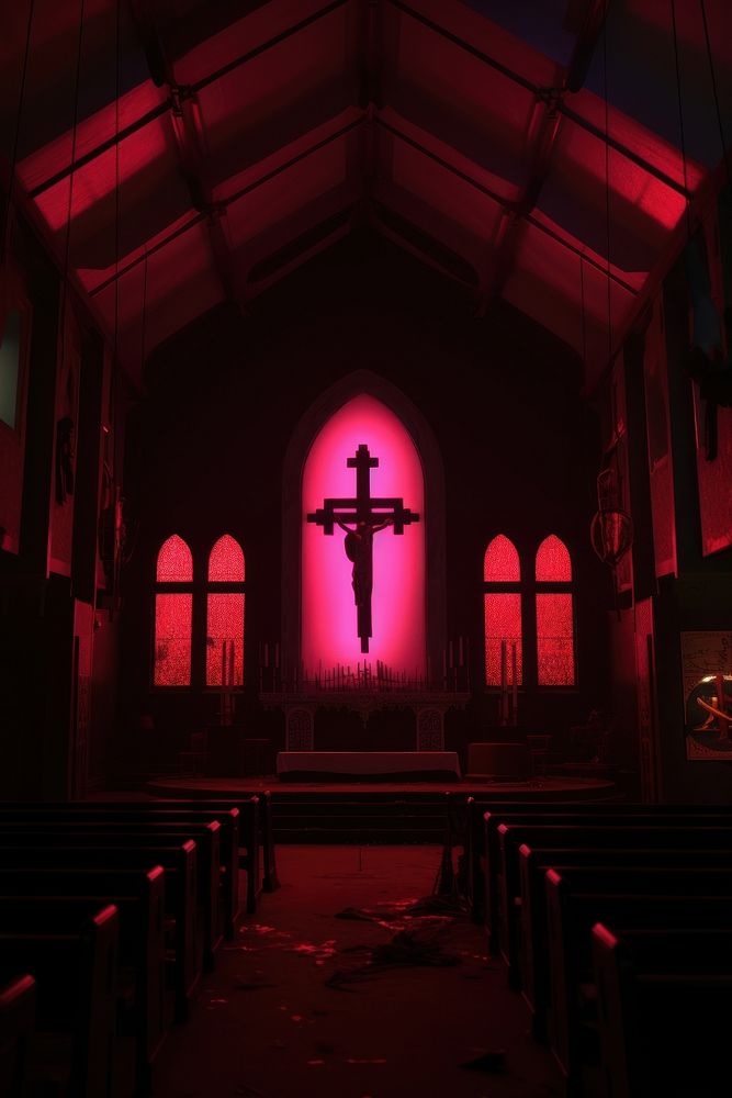 Church neon architecture building light. | Premium Photo - rawpixel