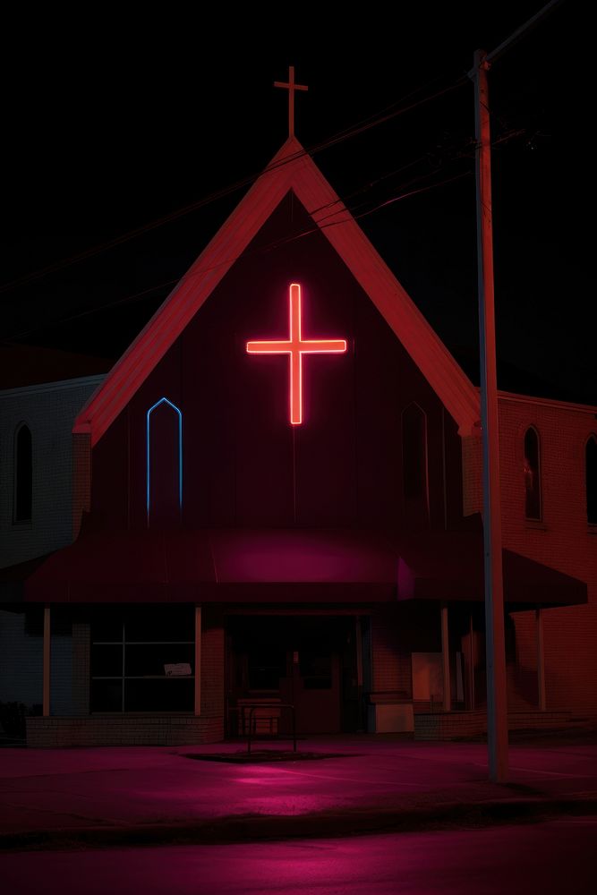 Church neon architecture building outdoors. | Free Photo - rawpixel