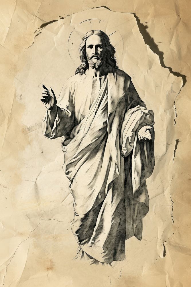 Vintage illustration jesue painting drawing | Free Photo Illustration ...