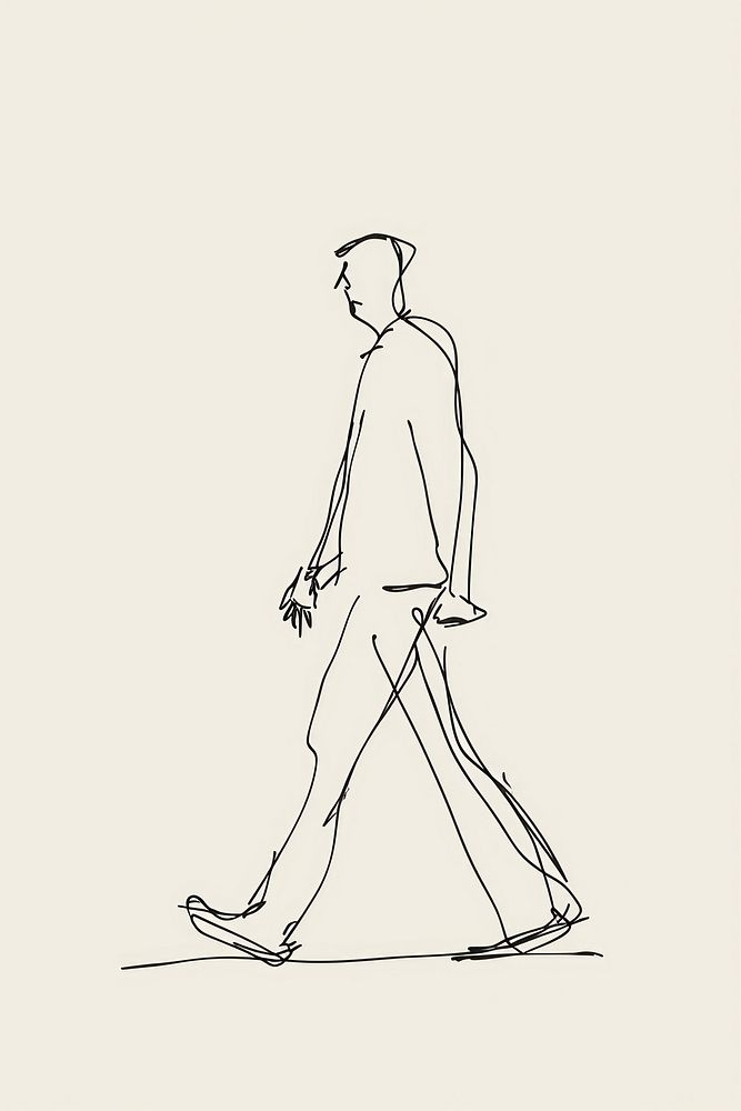 Line art man walking drawing | Premium Photo Illustration - rawpixel