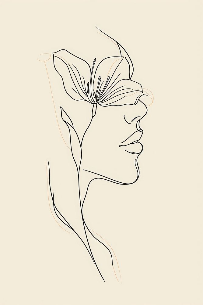 Line art woman flower drawing | Premium Photo Illustration - rawpixel