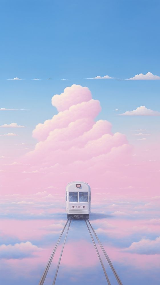 Minimal space cute train sky | Free Photo Illustration - rawpixel