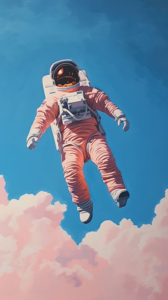 Minimal space astronaut sky parachuting | Premium Photo Illustration ...